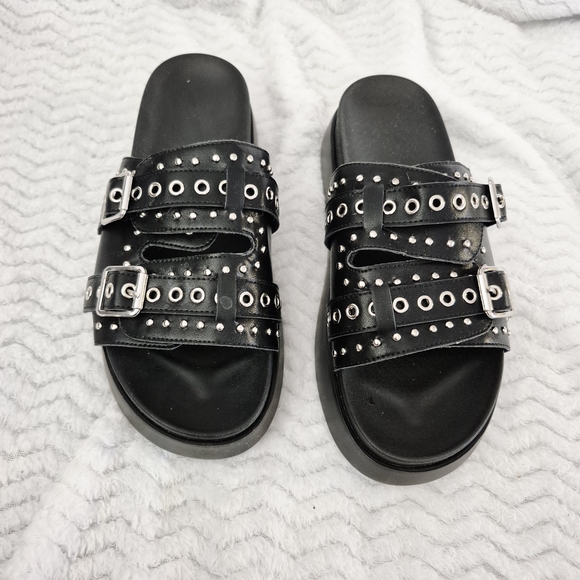 Shoes | Funky Chunky Punky Edgy Black With Silver Grommet Straps ...